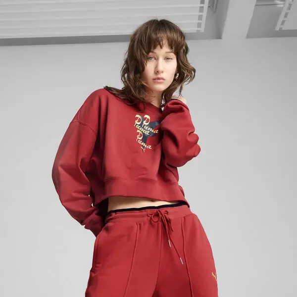 PUMA Oversized Crew Sweatshirt - Red