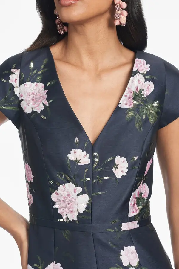 Sachin & Babi Della Gown - Dark Midnight Carnations