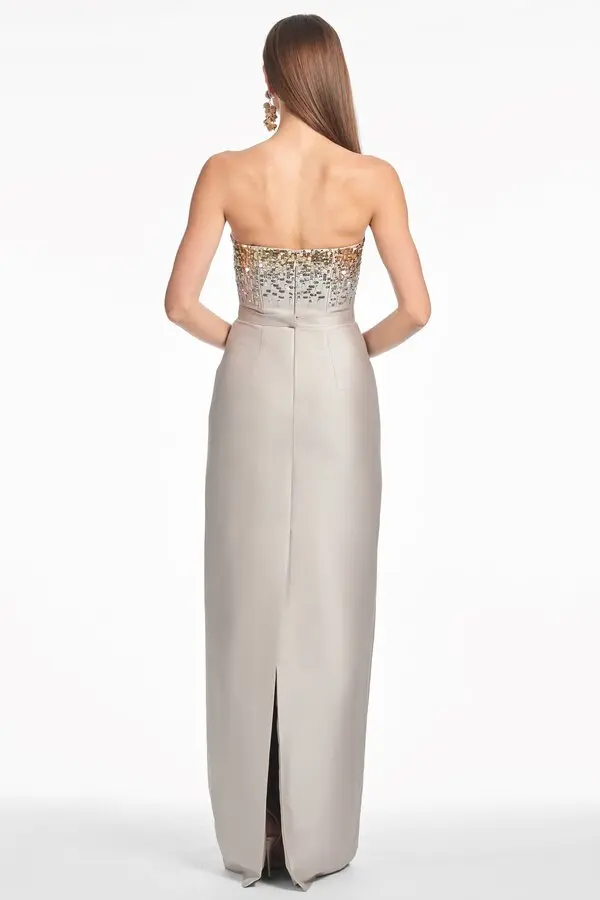 Sachin & Babi Phaedra Embellished Gown - Pewter