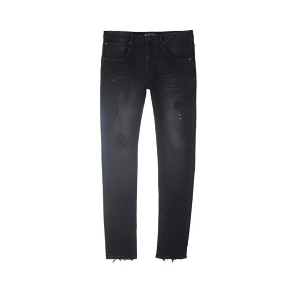 PURPLE BRAND Resin Repair Mid Rise Slim Jean - Black