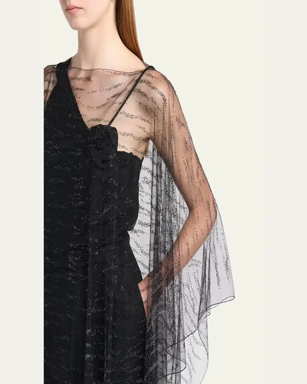 Giorgio Armani Crystal Embellished Sheer Cape