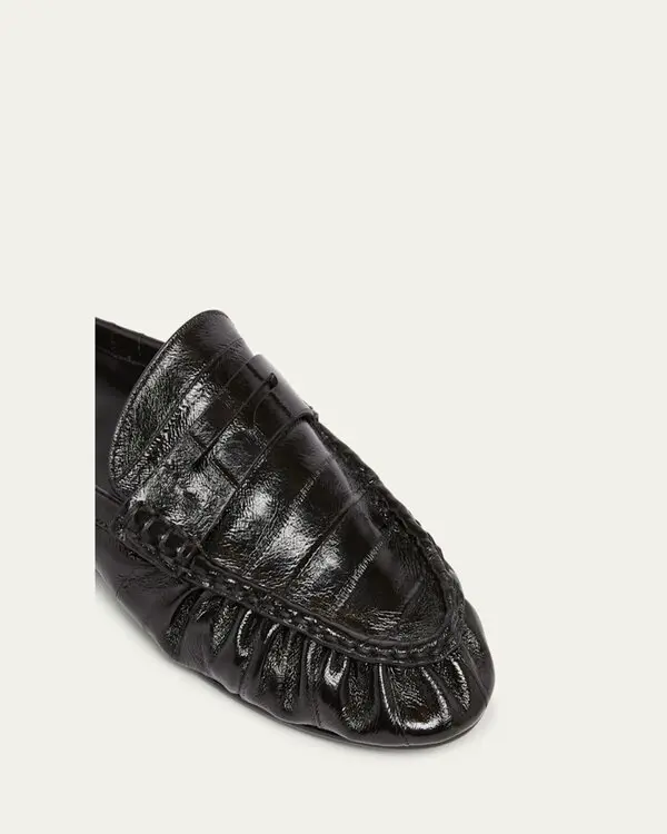 Saint Laurent Le Loafer Embossed Leather Mules - Nero
