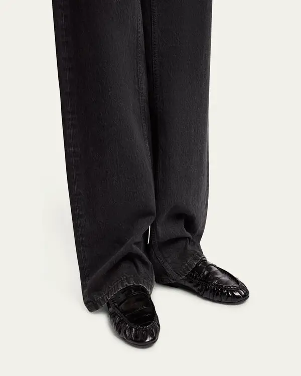 Saint Laurent Le Loafer Embossed Leather Mules - Nero