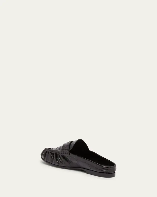 Saint Laurent Le Loafer Embossed Leather Mules - Nero