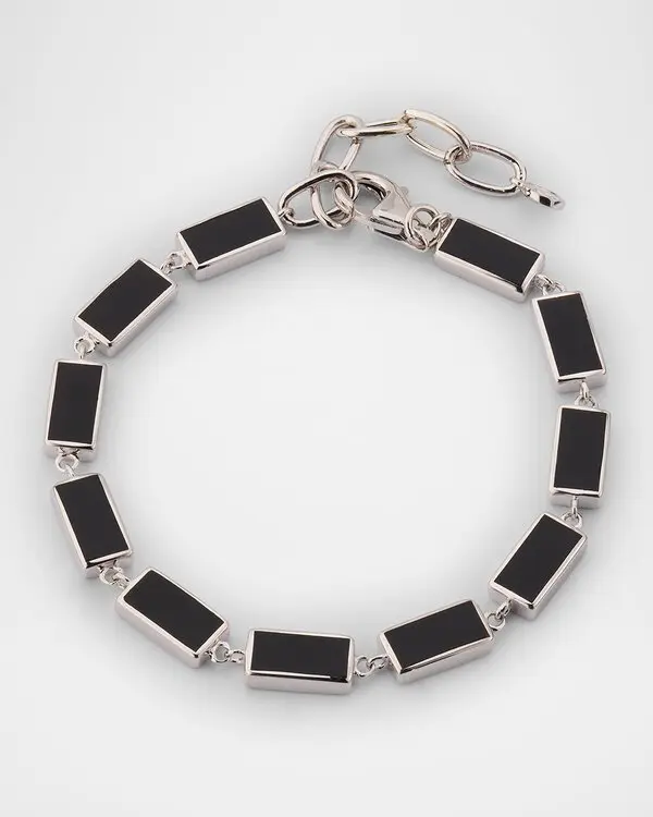 JAN LESLIE Sterling Silver And Onyx Bracelet - Black
