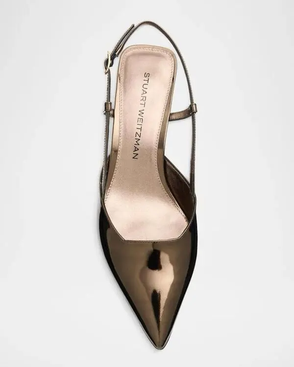 STUART WEITZMAN Vinnie Metallic Slingback Pumps - Cigar