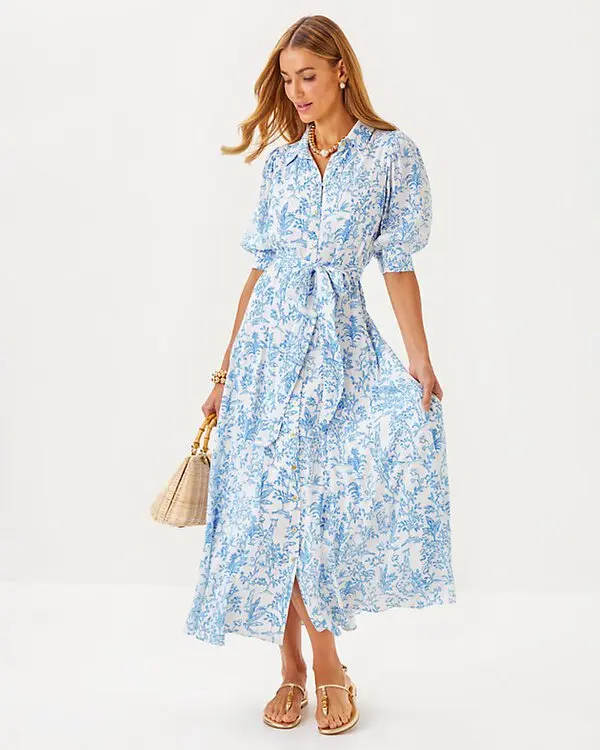 Lilly Pulitzer® Larkyn Midi Shirtdress - Resort White Tall Tales