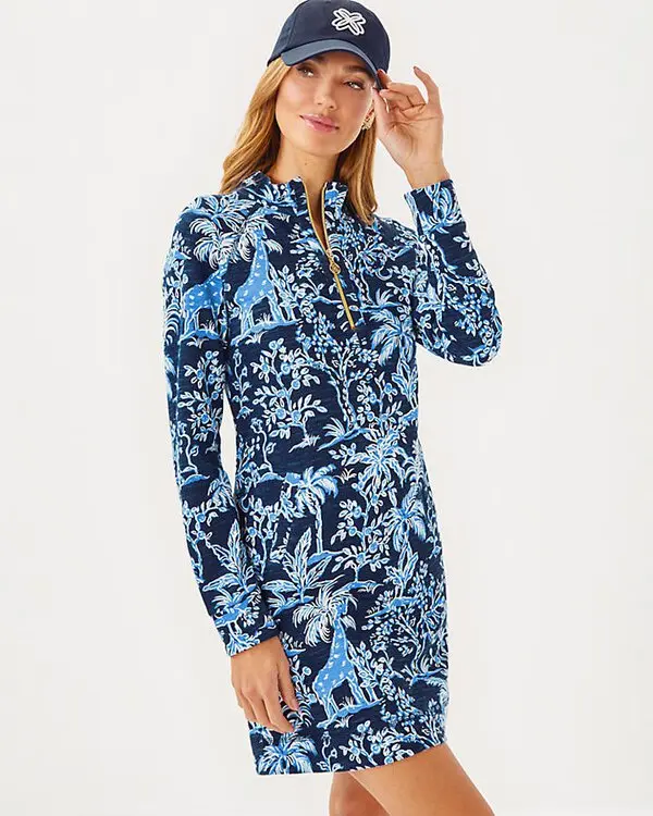 LILLY PULITZER Ashlee Half-zip Dress - Low Tide Navy Tall Tales