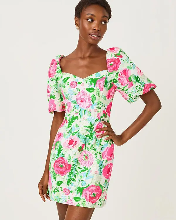 LILLY PULITZER Justina Skirted Romper - Multi Poppy Party