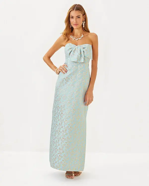 Lilly Pulitzer Carlynn Maxi Dress - Bluette Ditsy Daisy Metallic Brocade |  Editorialist