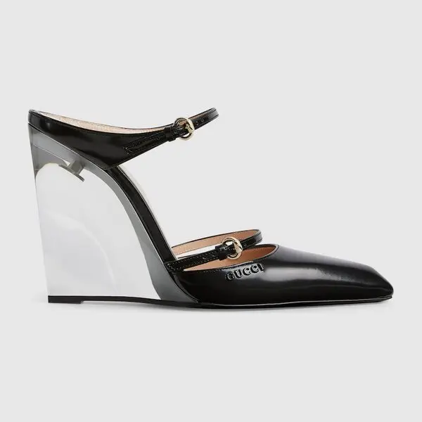 Gucci Leather Wedge Mule