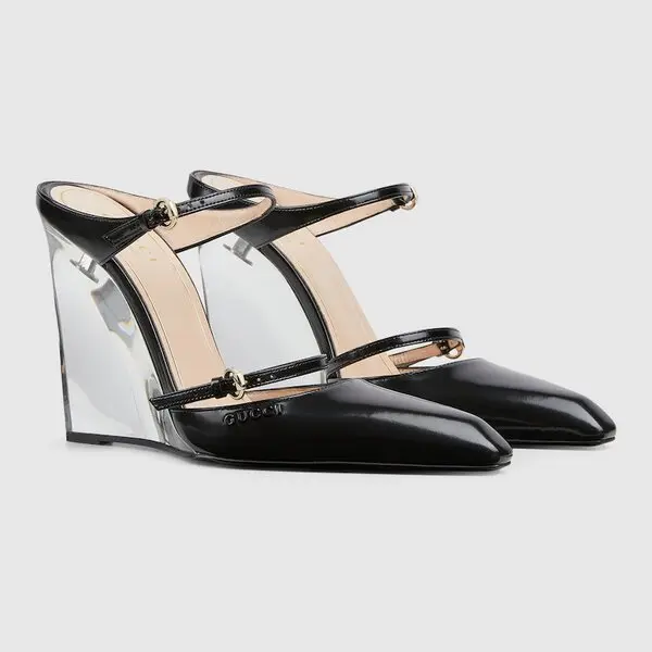 Gucci Leather Wedge Mule