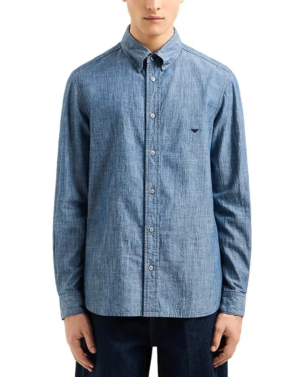 Emporio Armani Chambray Regular Fit Button Down Shirt