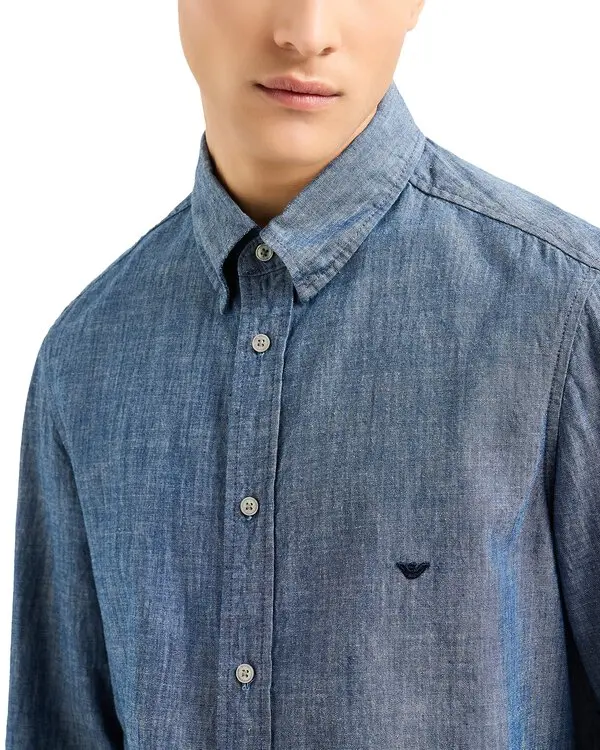 Emporio Armani Chambray Regular Fit Button Down Shirt