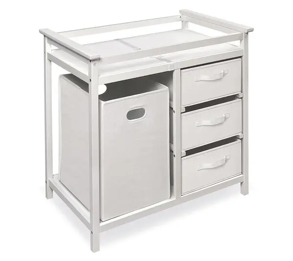 BADGER BASKET Modern Changing Table With Hamper And Baskets