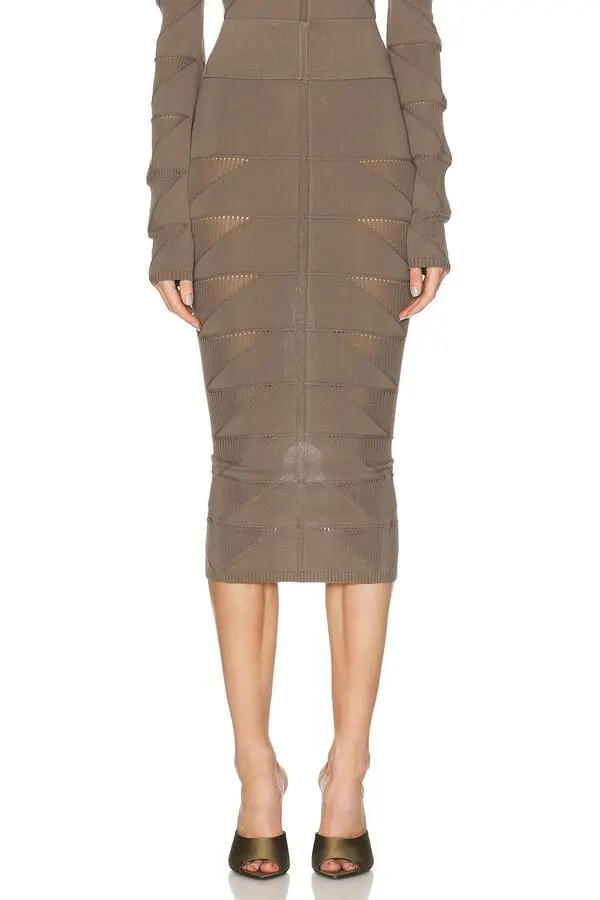 Rick Owens Knit Midi Skirt - Dust