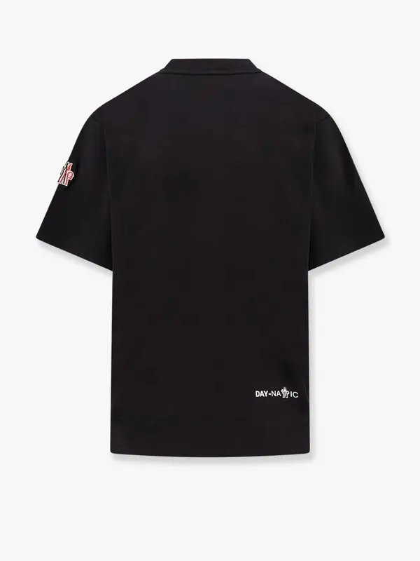 Moncler Cotton T-shirt With Embroidered Logo - Black