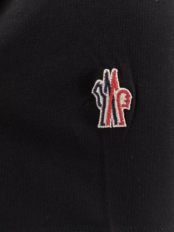 Moncler Cotton T-shirt With Embroidered Logo - Black