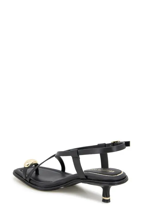 KENNETH COLE Geala Slingback Kitten Heel Sandal - Black Leather
