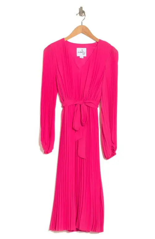 Sam Edelman Long Sleeve Plissé Dress - Pretty Pink