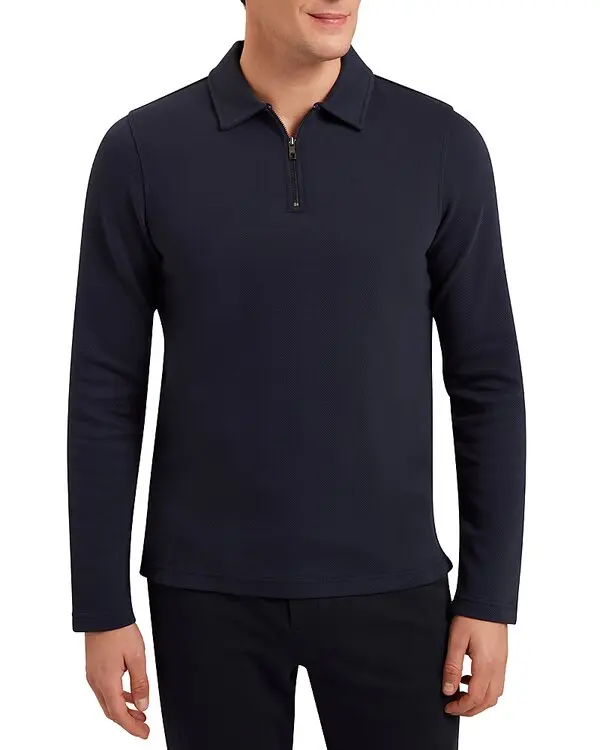 Ted Baker London Kalend Textured Quarter Zip Polo Shirt - Navy