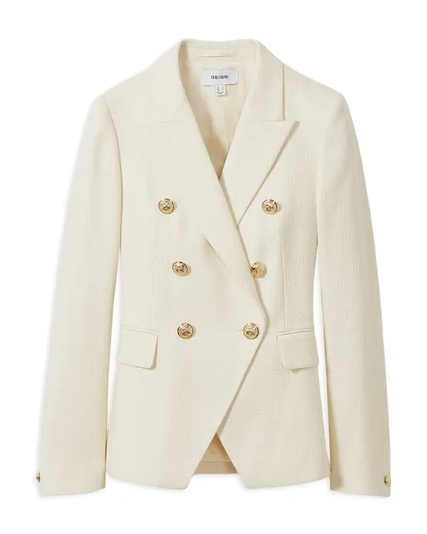 REISS Tally Double Breasted Jacket - White