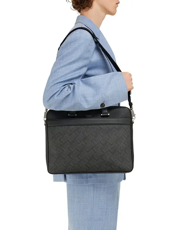 FERRAGAMO Monogram Canvas And Leather Business Bag - Nero