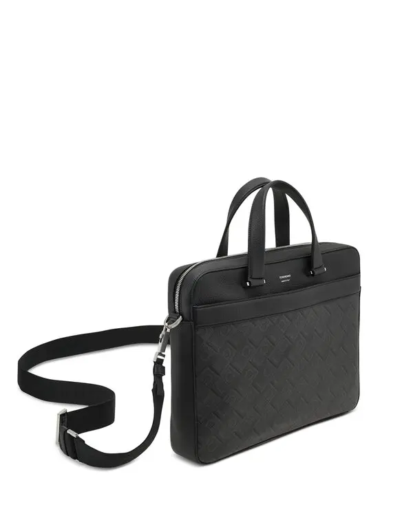 FERRAGAMO Monogram Canvas And Leather Business Bag - Nero