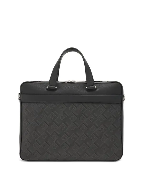 FERRAGAMO Monogram Canvas And Leather Business Bag - Nero
