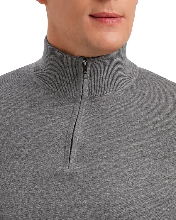 Ted Baker London Merino Quarter Zip Sweater - Charcoal