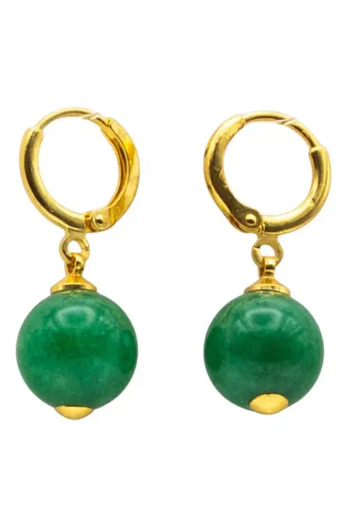 SEREE Nadene Jade Drop Earrings - Green