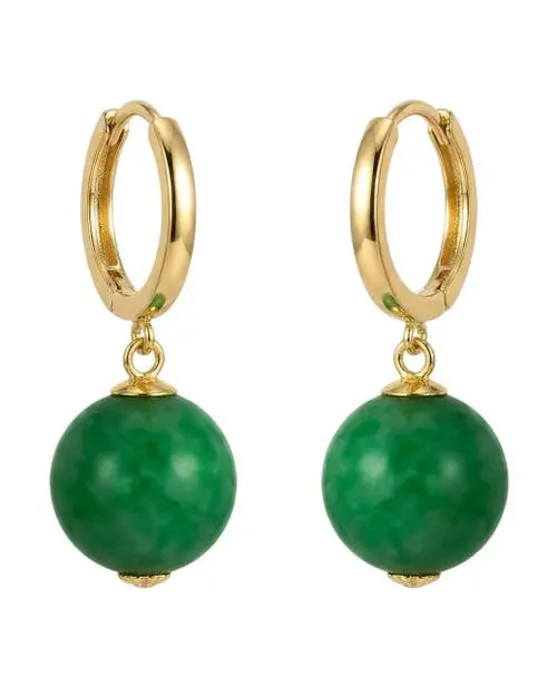 SEREE Nadene Jade Drop Earrings - Green