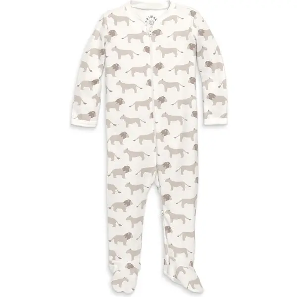 PRIMARY Baby Organic Animal Friends Zip Footie - Sand Baby Lions