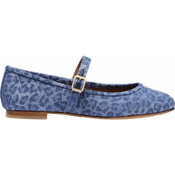 MARGAUX LONNBERG The Demi Jane Flat - Leopard Denim