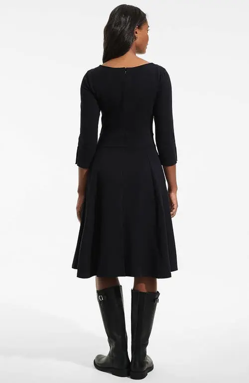 LANDS' END Starfish 3/4 Sleeve Midi Dress - Black