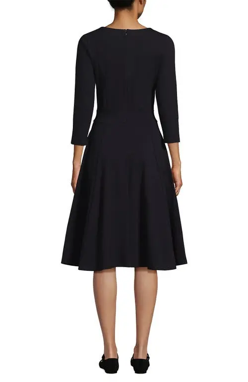 LANDS' END Starfish 3/4 Sleeve Midi Dress - Black
