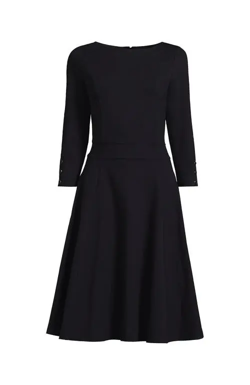 LANDS' END Starfish 3/4 Sleeve Midi Dress - Black