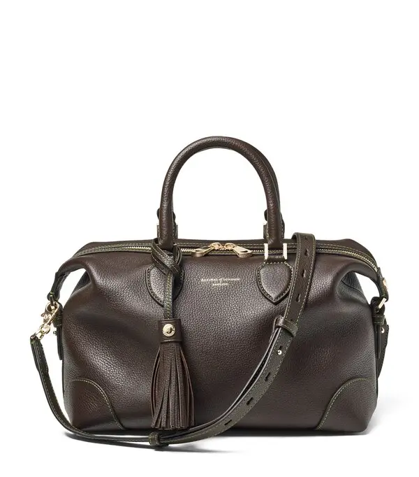 ASPINAL OF LONDON Leather Midi The Hudson Bowling Bag - Brown