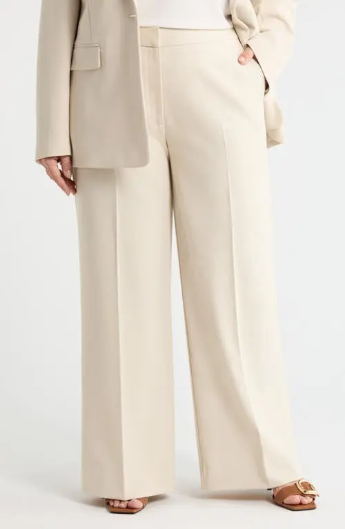 Nordstrom The Lennox Wide Leg Trousers - Beige Oatmeal