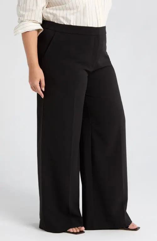 Nordstrom The Lennox Wide Leg Trousers - Black