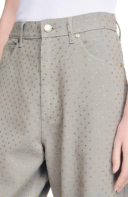 Sandro Rhinestone-embellished Wide-leg Jeans - Grey