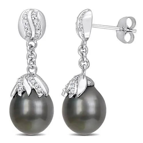 JULIANNA B. And Diamond Drop Earrings - Tahitian Pearl