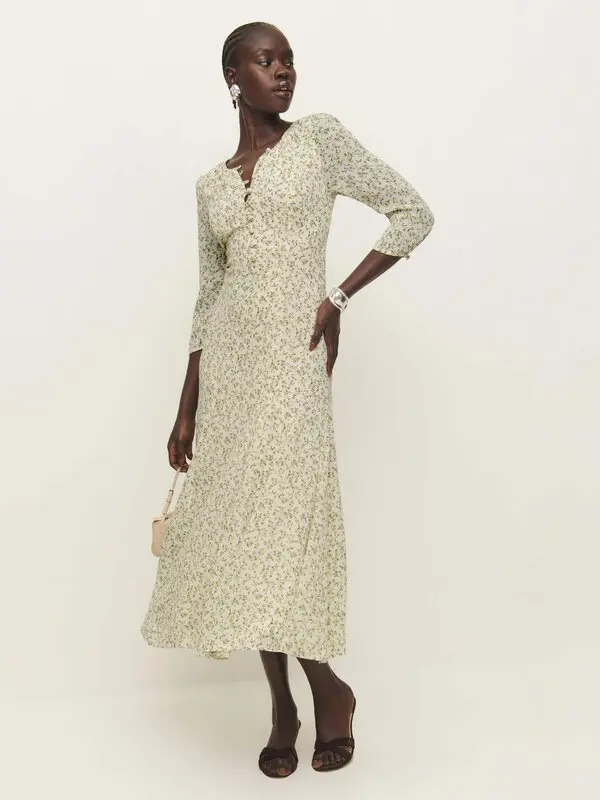 REFORMATION Mels Midi Dress - Ivory