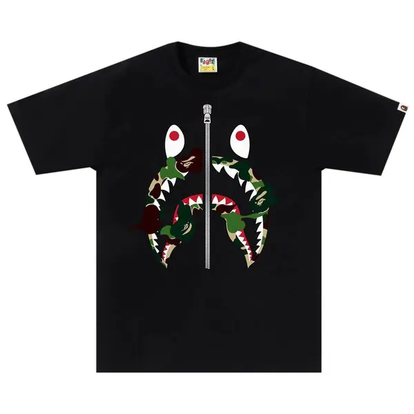 A BATHING APE Abc Camo Rebuild Shark Tee /green - Black
