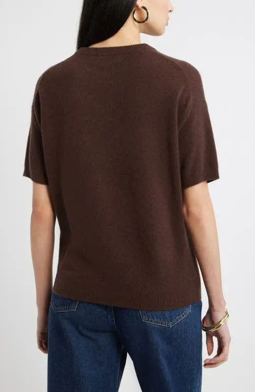 Nordstrom Short Sleeve Cashmere Crewneck Sweater - Brown Mole