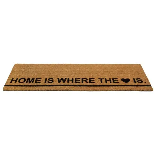 NORTHLIGHT Natural Coir Outdoor Rectangular "home Is Where The Heart Is" Doormat 16" X 48