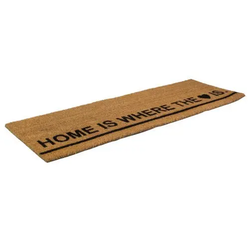 NORTHLIGHT Natural Coir Outdoor Rectangular "home Is Where The Heart Is" Doormat 16" X 48