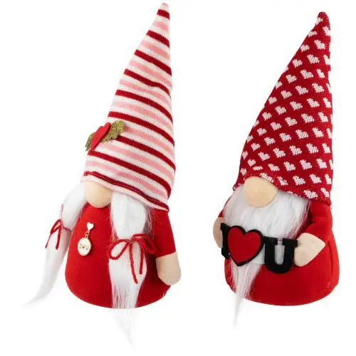 NORTHLIGHT Plush "i Heart U" Valentine's Day Gnomes -12"set Of 2