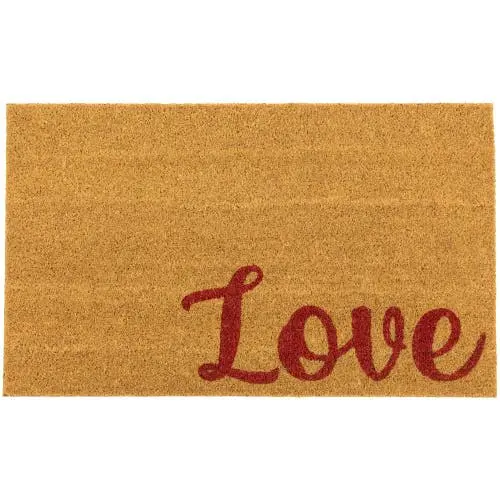 NORTHLIGHT Natural Coir "love" Outdoor Doormat 18" X 30 - Brown