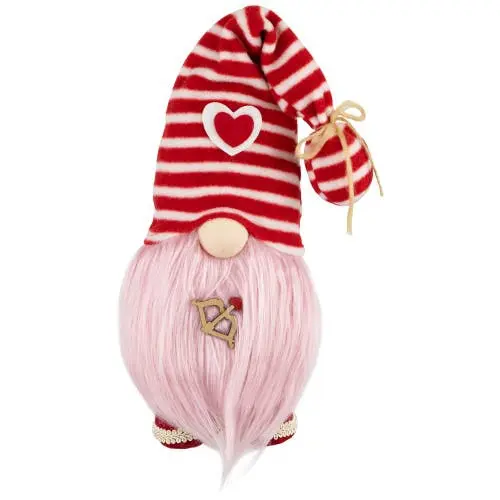 NORTHLIGHT Plush Bow And Arrow Valentine's Day Gnome19"pink - Red